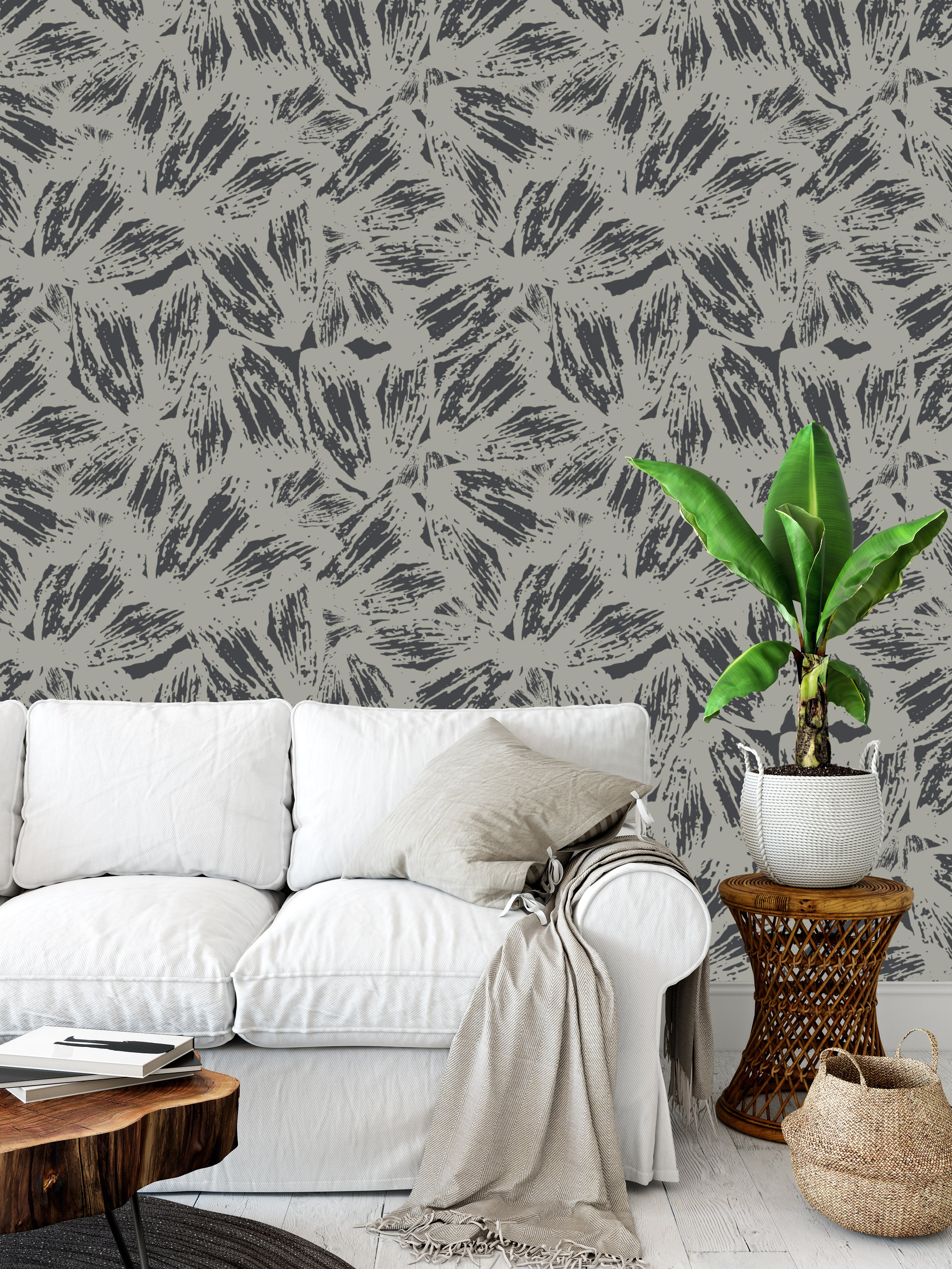 Texture Tulips Black Wallpaper by Monor Designs, Sample 12"x8" - Contemporary - Wallpaper - by ...
