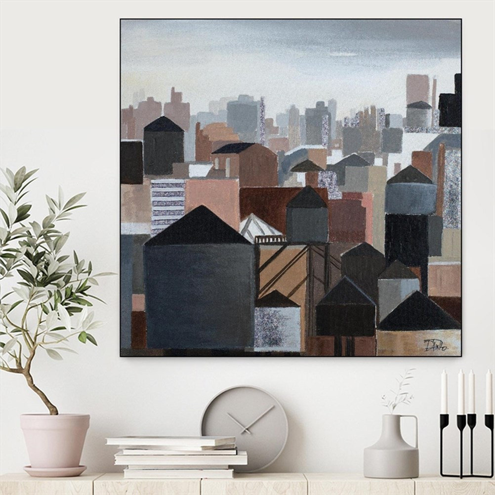 Giant Art Canvas 30x30 Urban Framed in Multi-Color - Contemporary ...