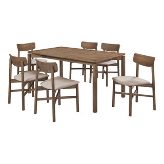 Parkridge 7-piece 59" Wood Dining Set Natural Walnut - Dining Sets - by Gunel | Houzz