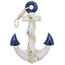 Wooden Rustic Anchor With Hook Rope and Shells, Blue/White - Beach ...