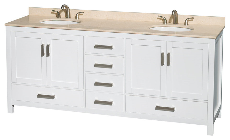 Wyndham WCS141480DWHIVUNOMXX 80 Inch Vanity with Ivory Marble Top in ...