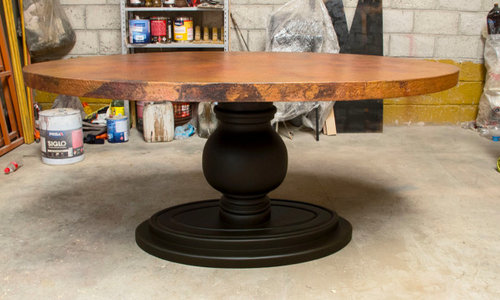 Style and color of chairs with custom copper table