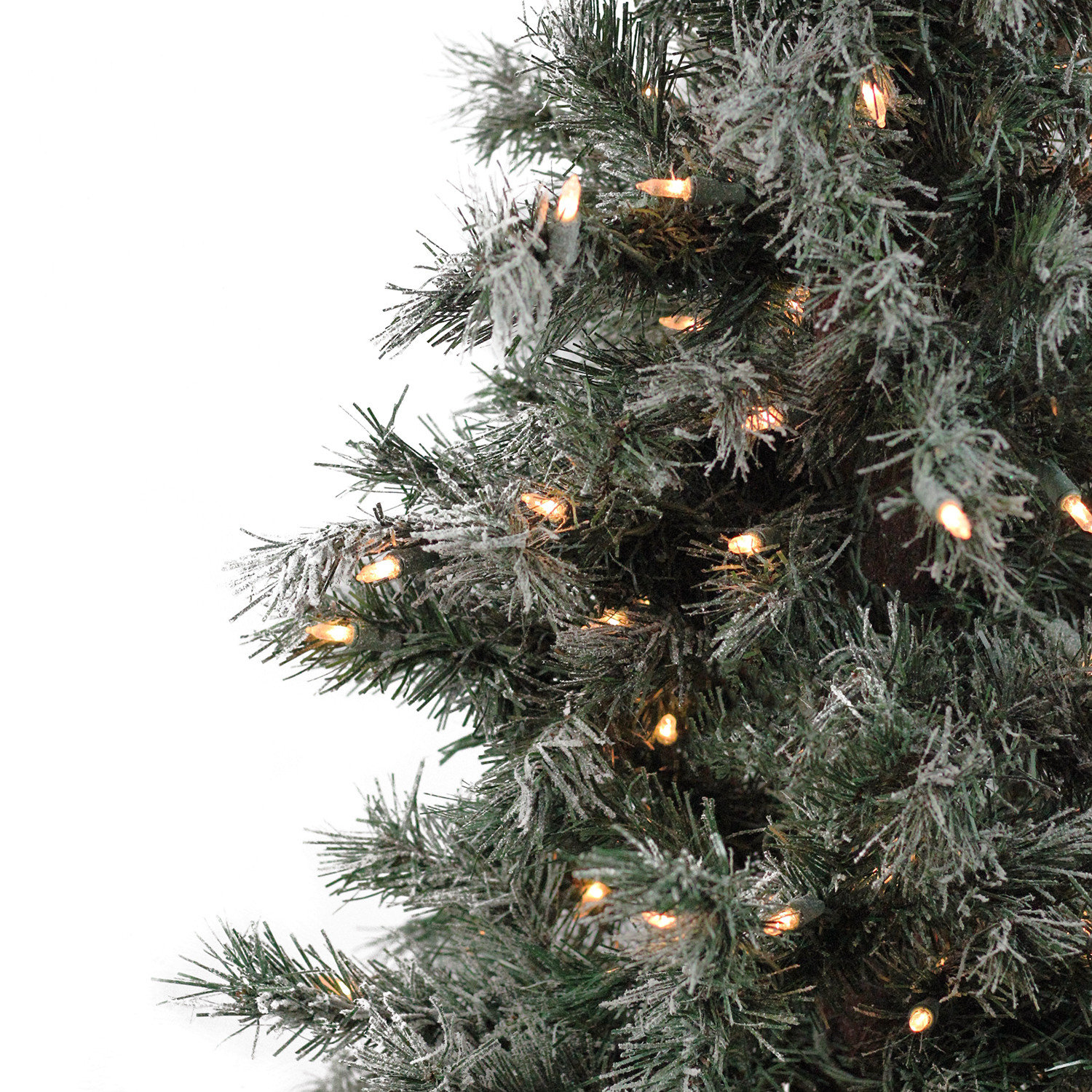 Pre-Lit Frosted and Glittered Woodland Alpine Tree, Clear Lights, 5'x28 ...