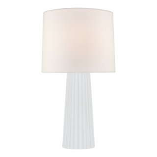Danube Table Lamp, 1-Light, White Glass, Linen Shade, 28.75"H ...
