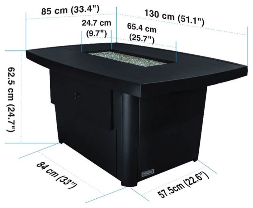 Sunbeam Edge Contemporary Aluminum Fire Table in Black Finish ...