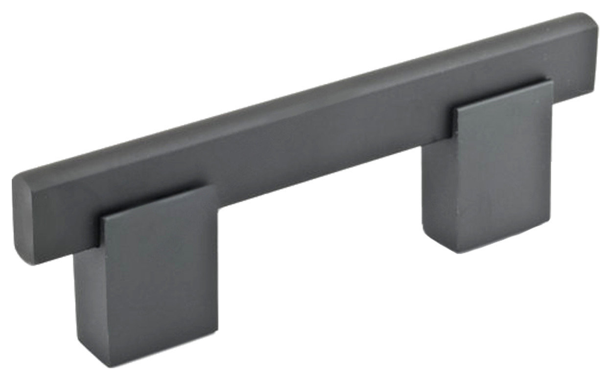 Bridge Style Solid Metal Pull / Handle Black, 5-1/32" (128 mm) Overall ...