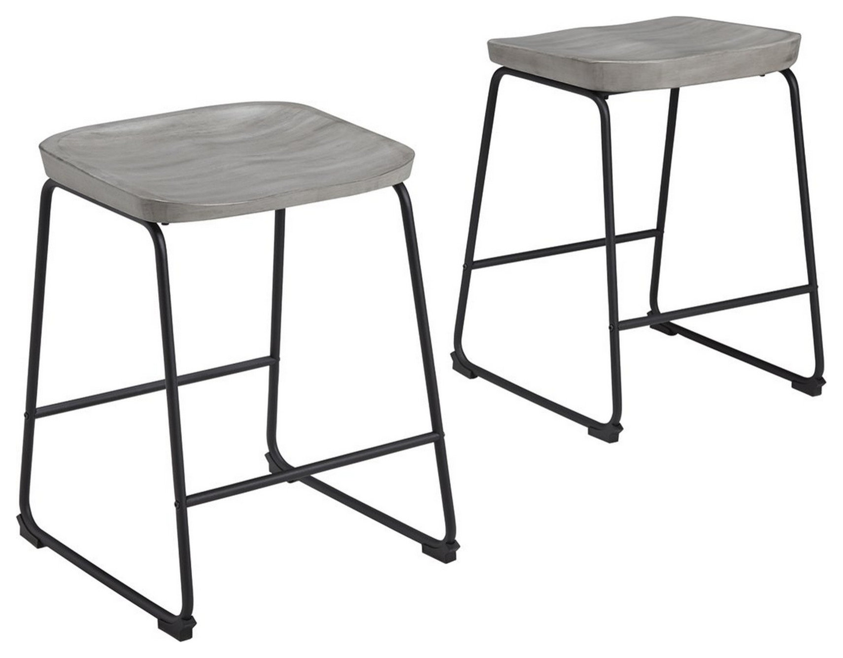 Contoured Saddle Wooden Barstool with Sled Base, Set of 2, Gray and ...