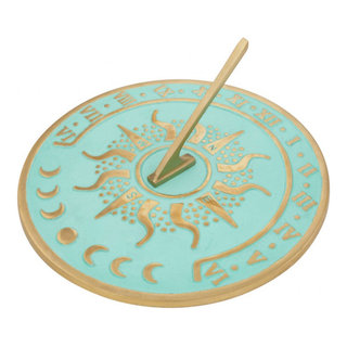 Garden Sundial Solstice Solid Brass Verdigris Blue Round 10" Inch ...