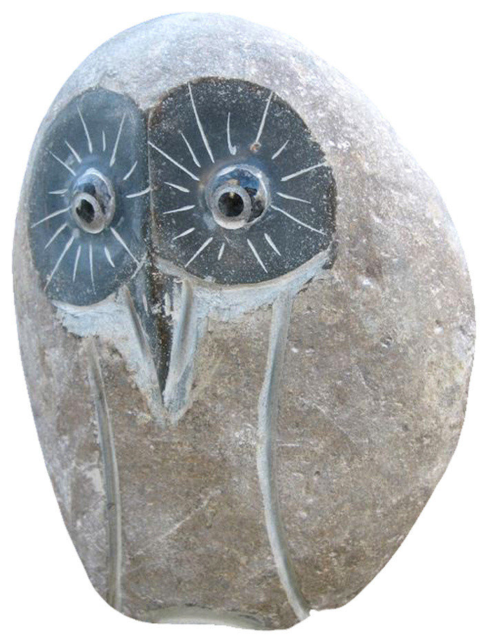 Stone Age Creations 6" Boulder Owl Statue Indoor Outdoor Sculpture Item ...