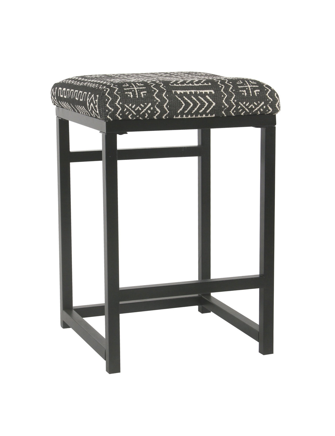 Metal Open Back Counter Stool with Fabric Upholstered Padded Seat ...