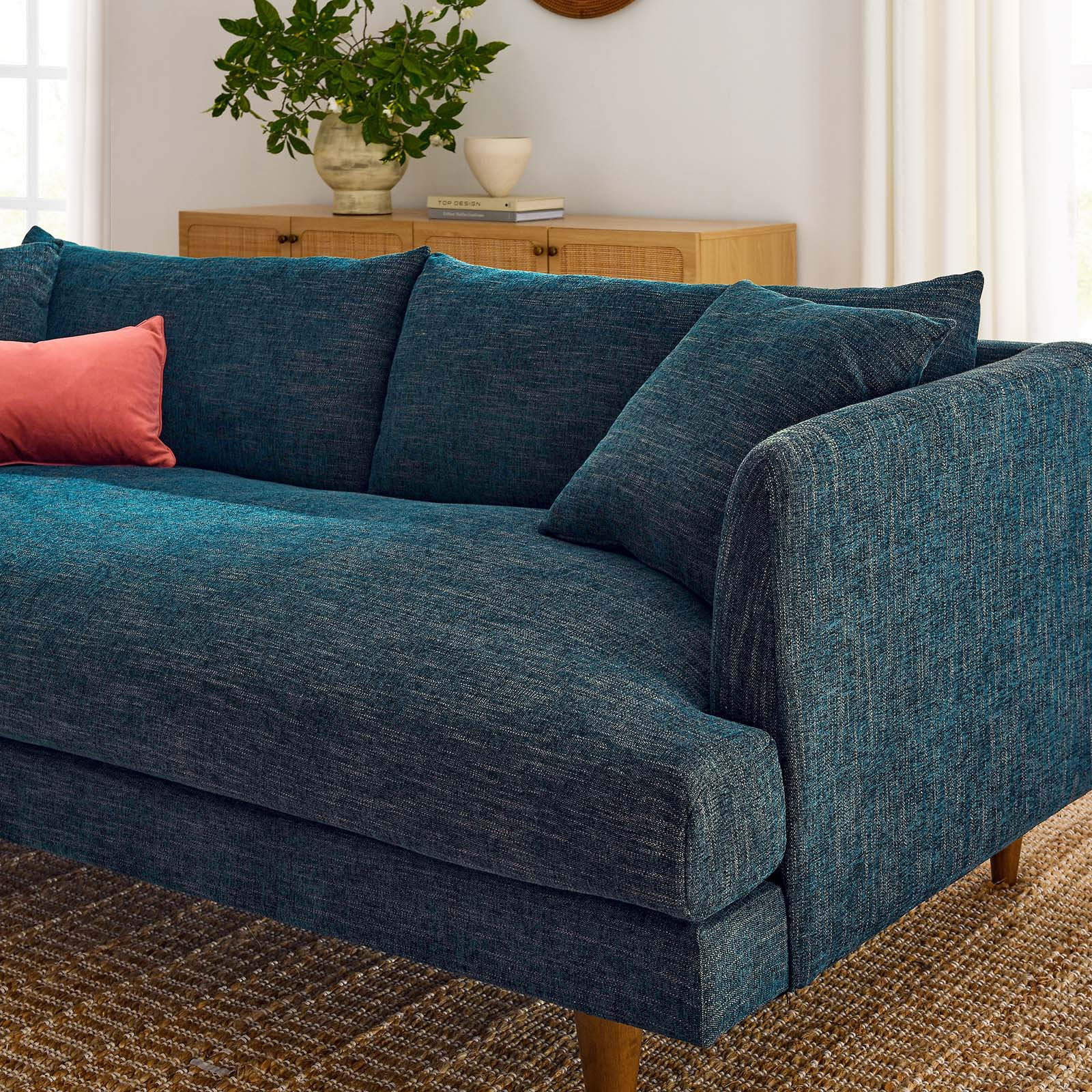 Zoya Down Filled Overstuffed Sofa, Navy Fabric - Midcentury - Sofas ...