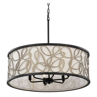 Scribble 6-Light Pendant, Matte Black/Artifact - Transitional - Pendant ...