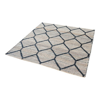 Dimond Econ Jacquard Weave Jute Rug, Natural and Black, 6" Square ...
