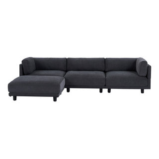 L Shaped Couch Upholstered Convertible Sectional Sofa with Ottoman ...
