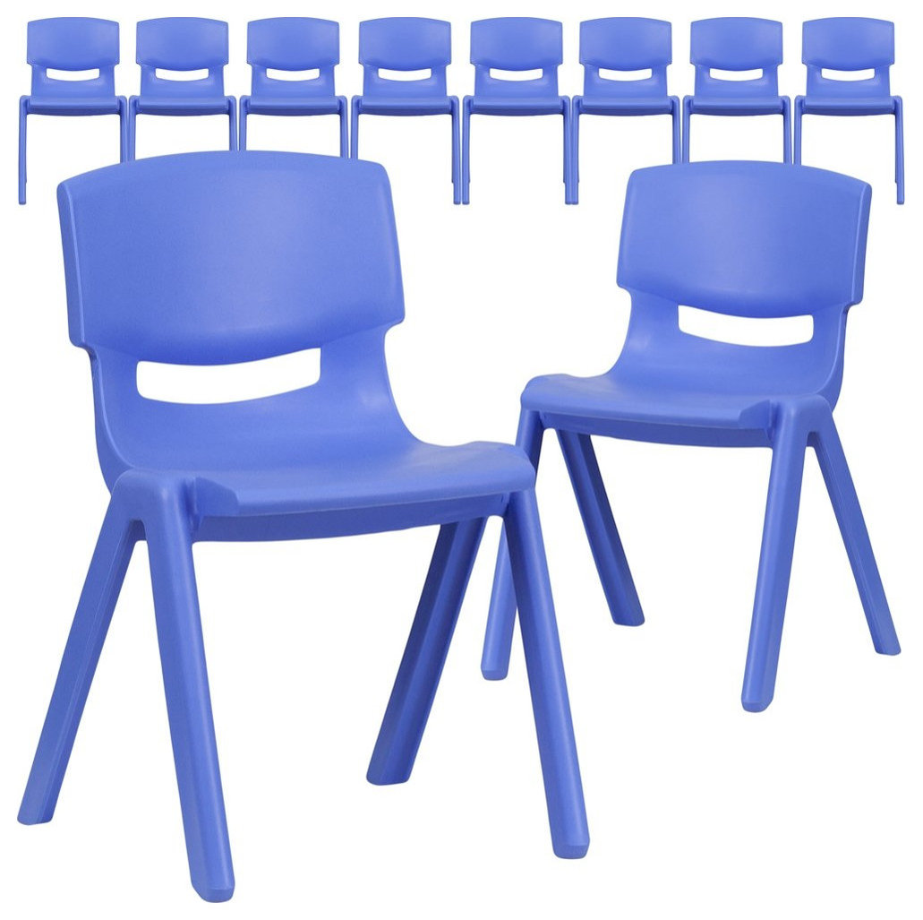 10 Pk. Blue Plastic Stackable School Chair with 13.25'' Seat Height ...