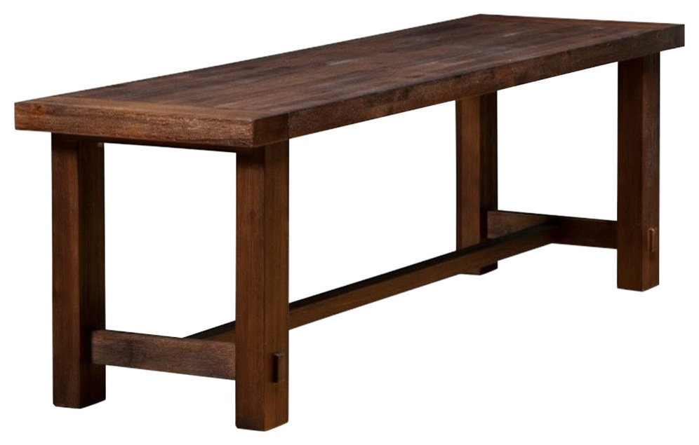Rectangular Wooden Bench In Vintage Style Brown - Transitional - Accent ...