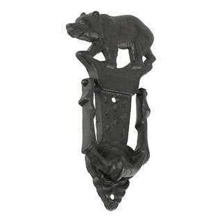 Rustic Black Cast Iron Walking Bear Decorative Door Knocker Outdoor ...