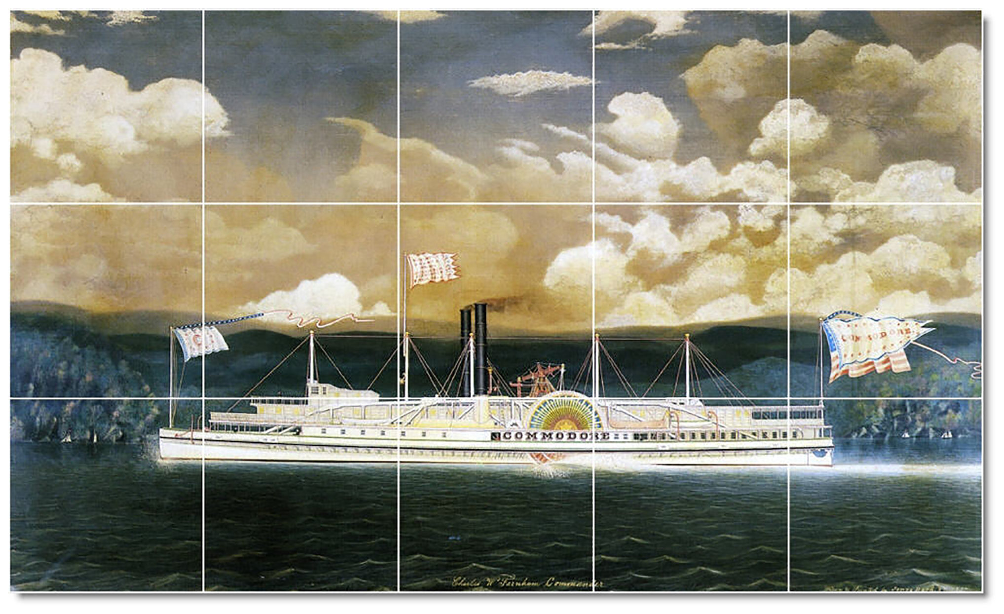 James Bard Ship Boat Painting Ceramic Tile Mural #48, 40" Wide x 24 ...