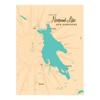 Lakebound Newfound Lake New Hampshire Map Art Print, 9"x12 ...