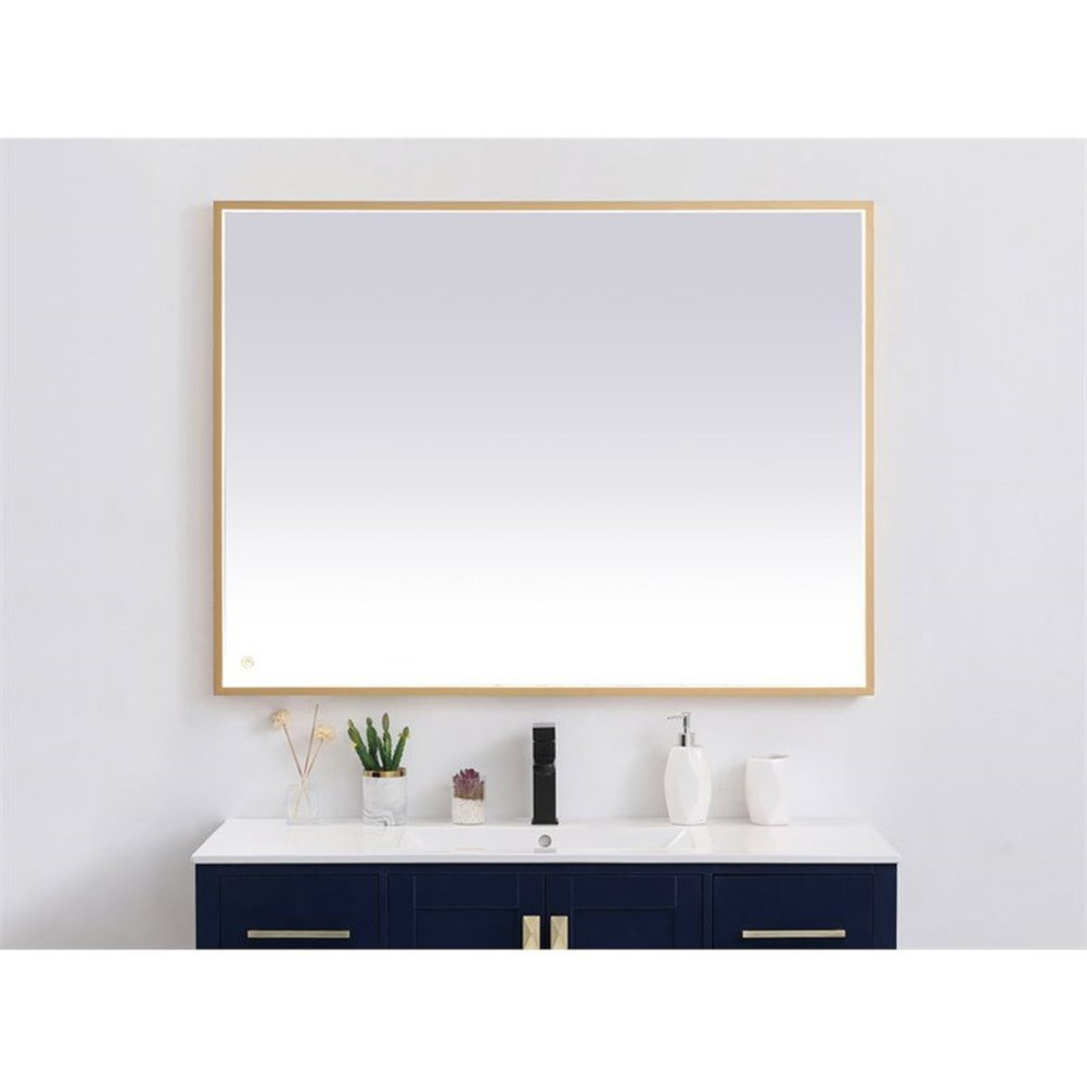 Elegant Decor Pier 36x48" Modern Aluminum LED Mirror in Brass ...