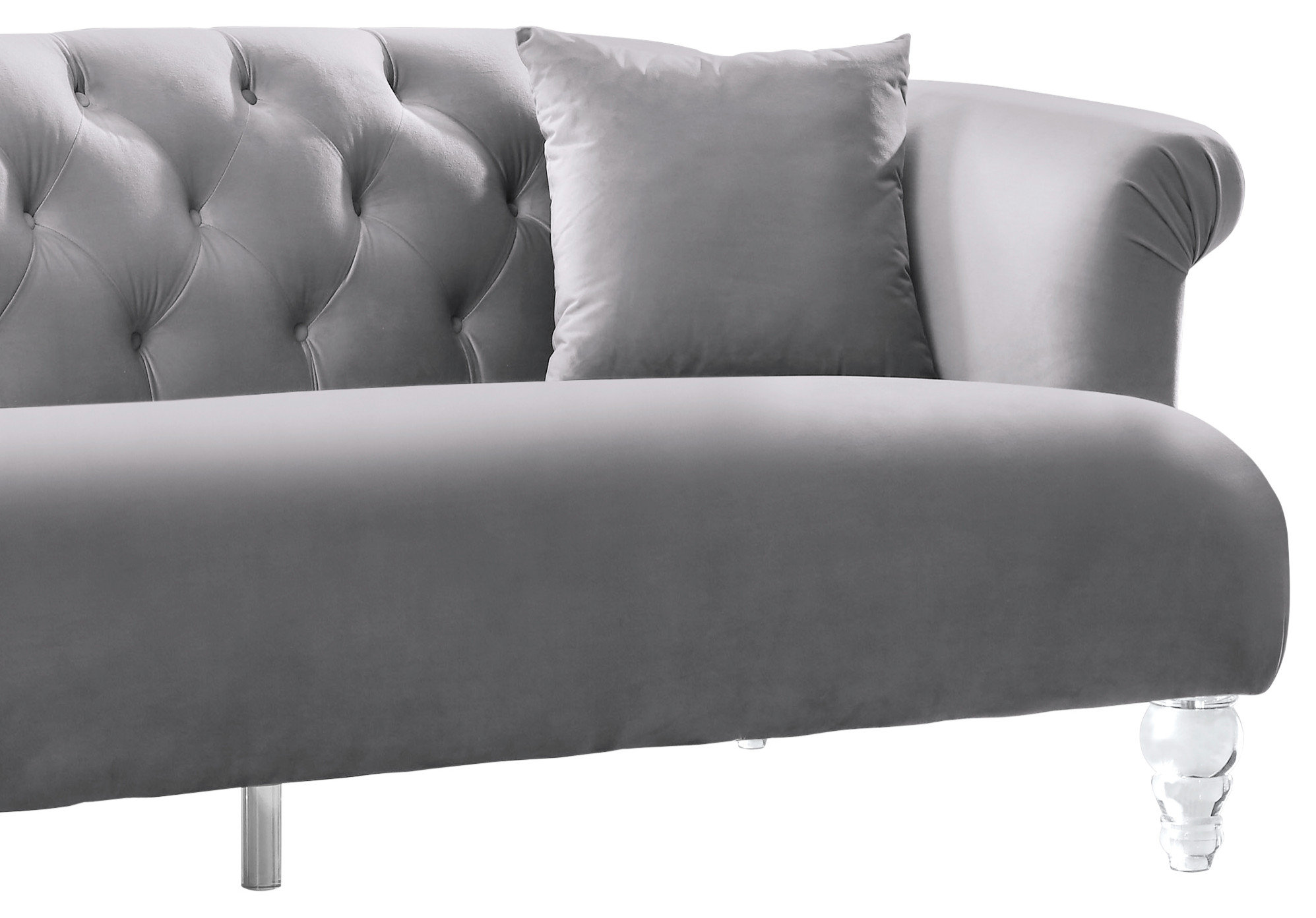 Elegance Contemporary Sofa, Gray Velvet With Acrylic Legs - Traditional ...