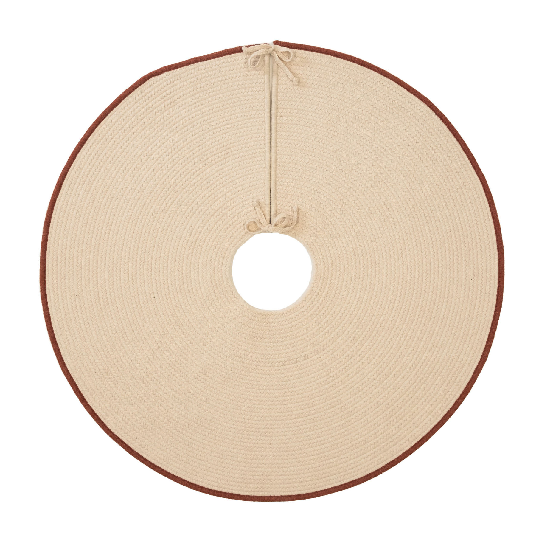 Cozy Wool Trimmed Holiday Tree Skirt, Natural 50”x50” - Farmhouse ...