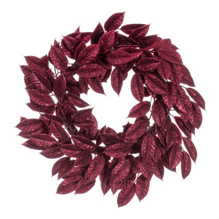 24" Burgundy Gardenia Glitter Wreath - Wreaths And Garlands - by ...