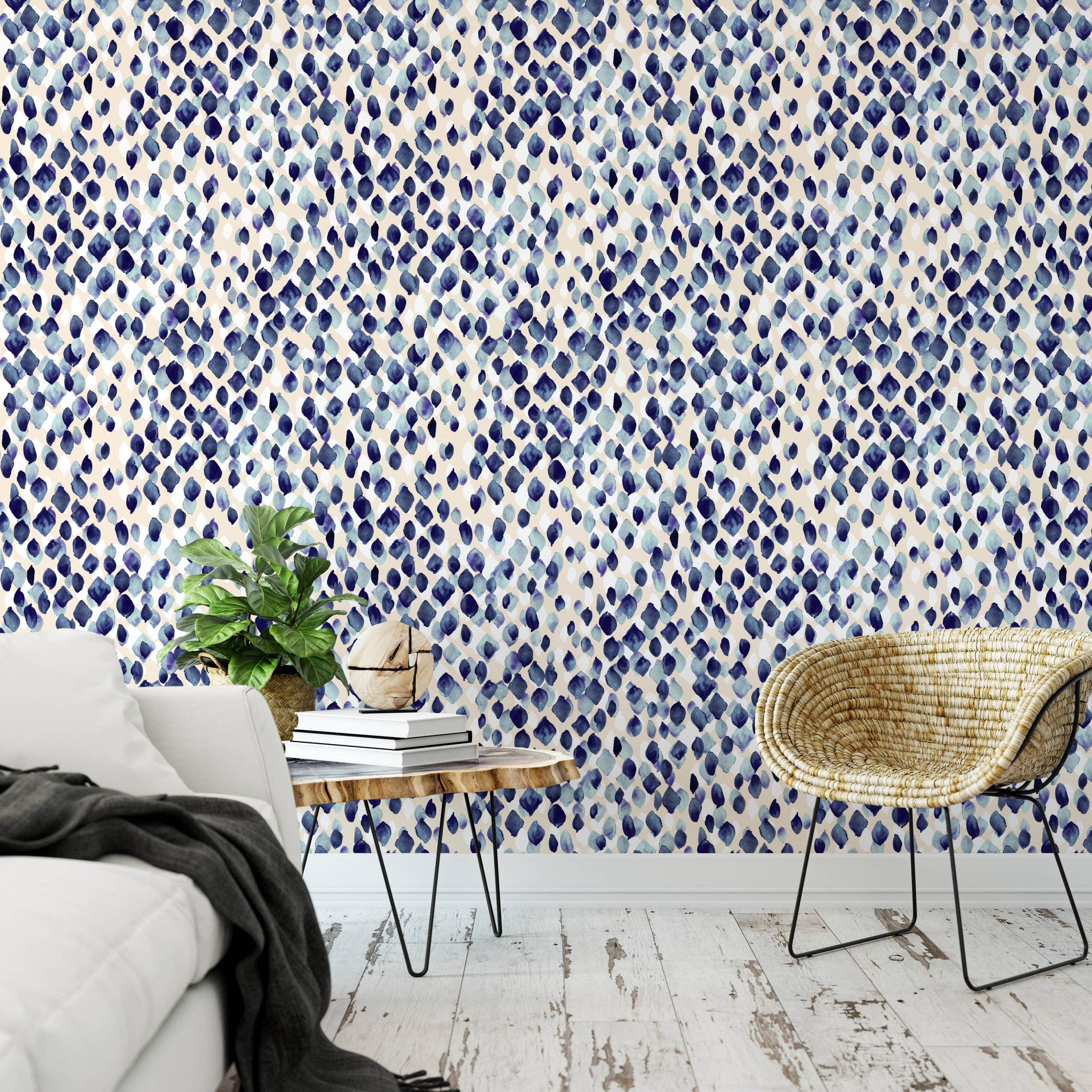 Indigo Rain Wallpaper, Sample 12"x8" - Contemporary - Wallpaper - by ...