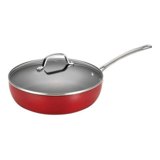 Circulon Genesis Aluminum Nonstick 12" Covered Deep Skillet, Red ...