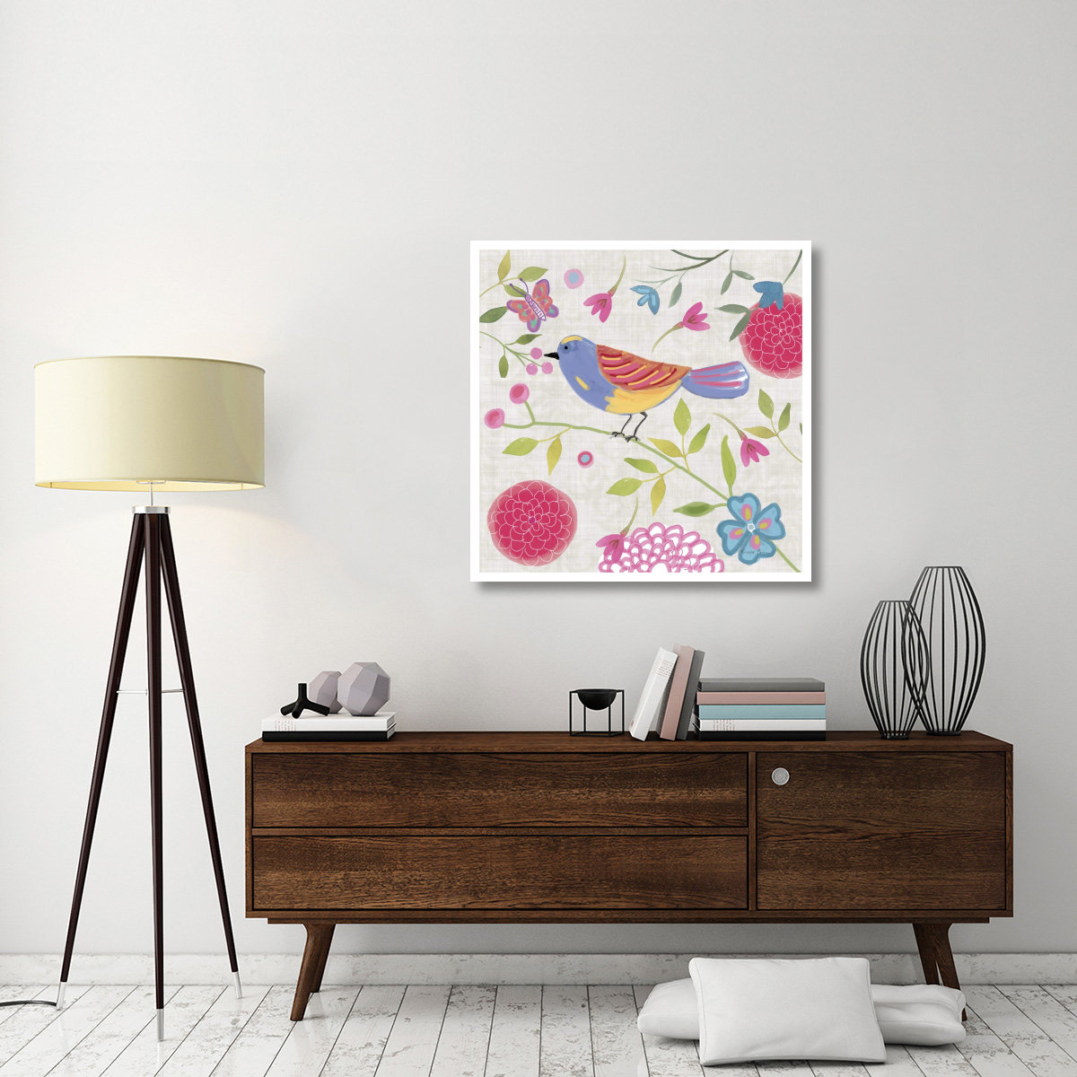 "Damask Floral and Bird III" Digital Paper Print by Farida Zaman, 20 ...