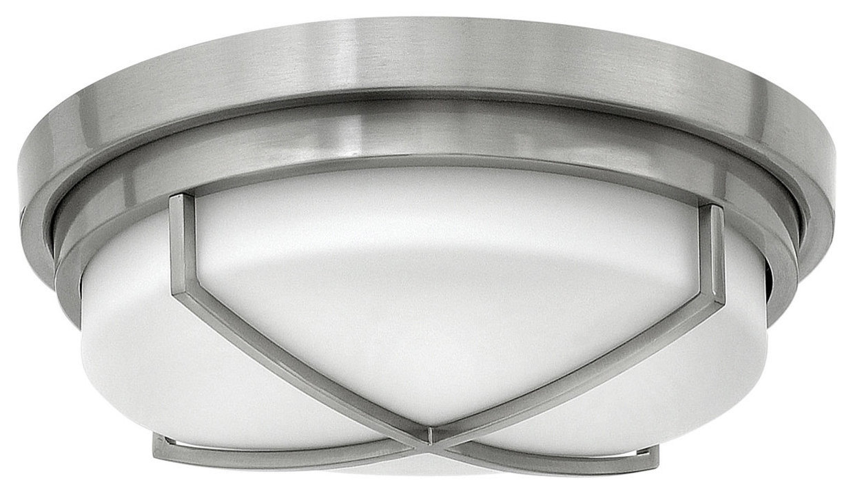Halsey 2-Light Flush Mount Brushed Nickel Etched Opal Glass - Transitional - Flush-mount Ceiling ...