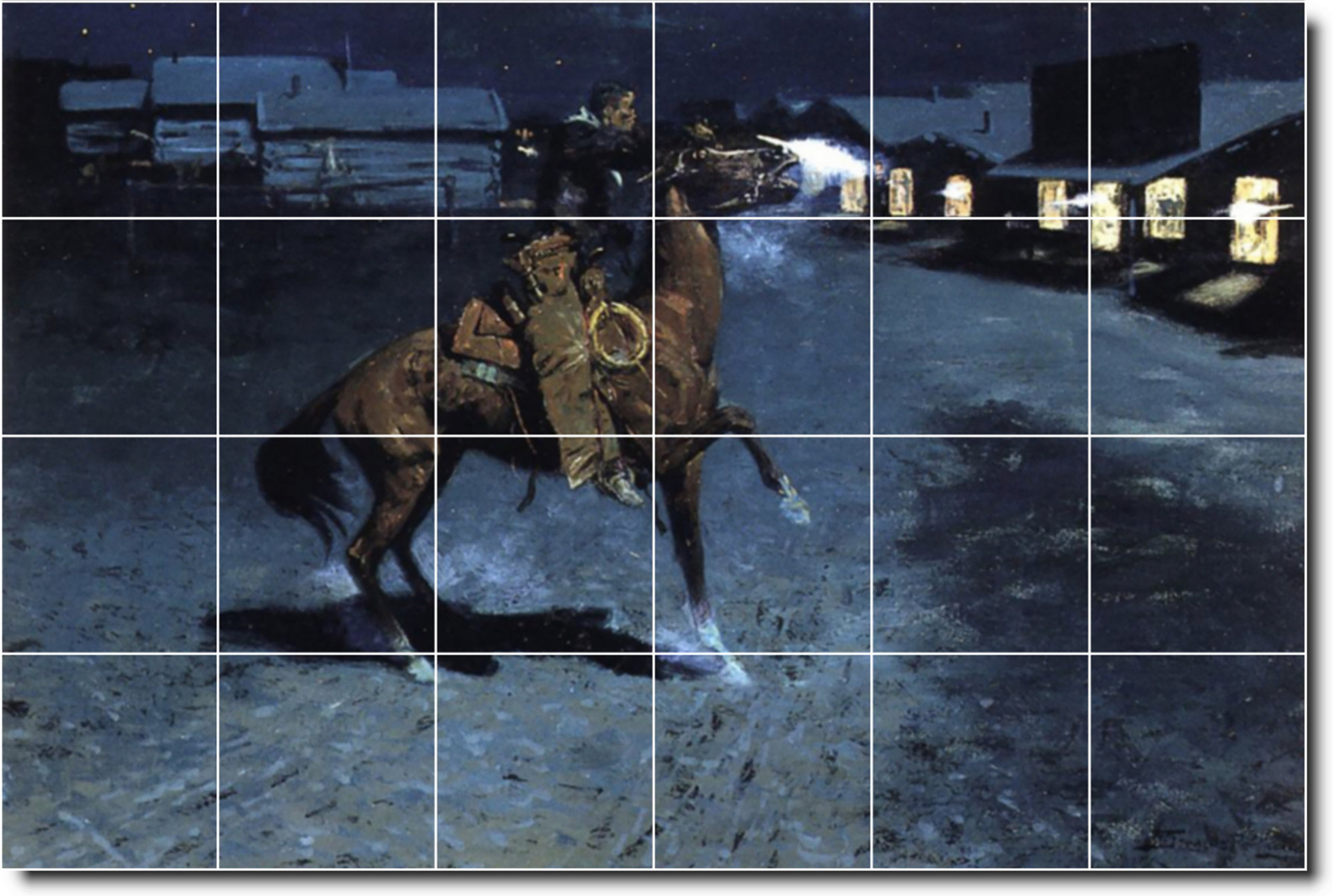 Frederic Remington Western Painting Ceramic Tile Mural #70, 25.5" Wide ...