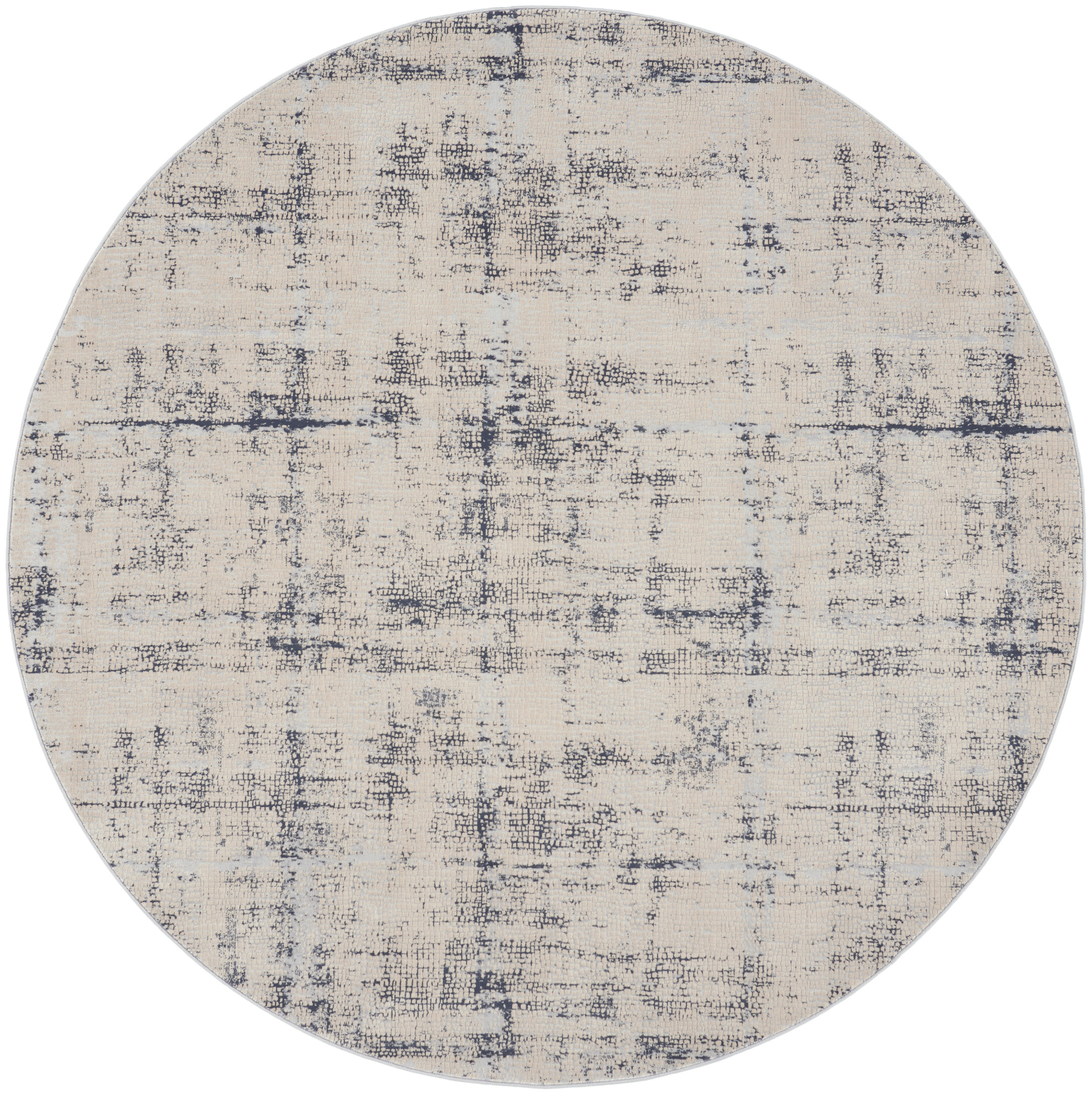 Nourison Rustic Textures RUS06 Area Rug, Ivory/Blue, 7'10" x Round ...