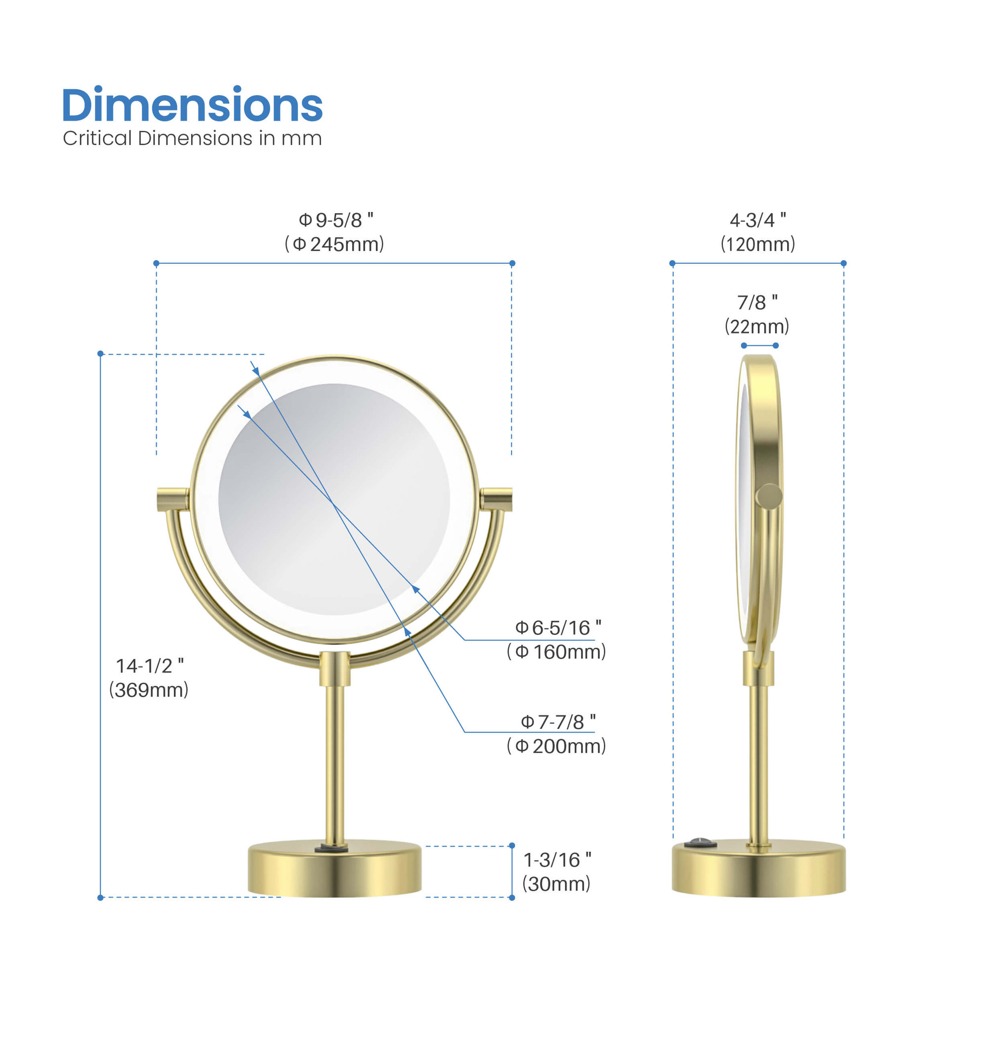 Circular LED Free Standing Magnifying Make Up Mirror - Modern - Makeup ...