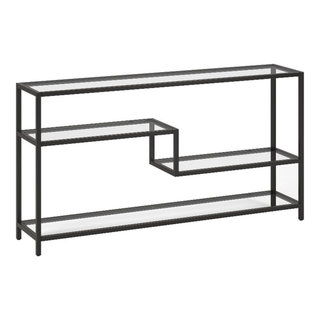 Henn&Hart 55" Blackened Bronze Metal/Glass Console Table - Transitional ...
