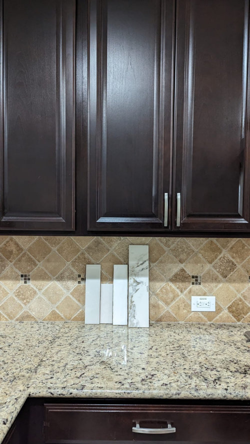 Backsplash for Alabaster andbusy granite