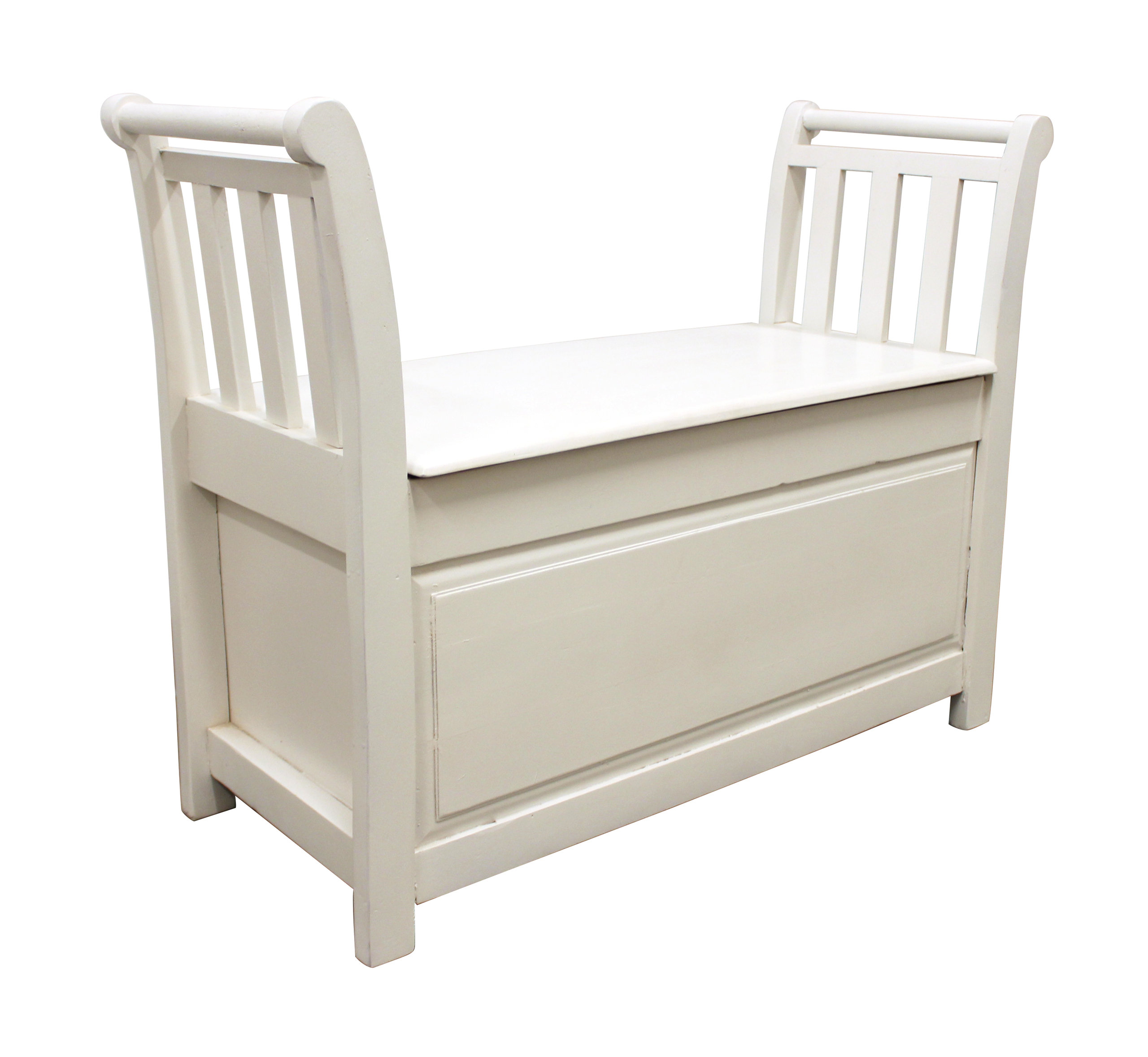 Winged Storage Bench, White - Beach Style - Accent And Storage Benches ...