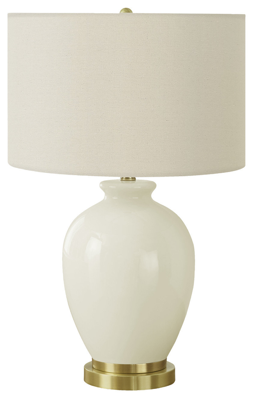 Lighting, 26"H, Table Lamp, Ivory/Cream Shade, Cream Ceramic ...