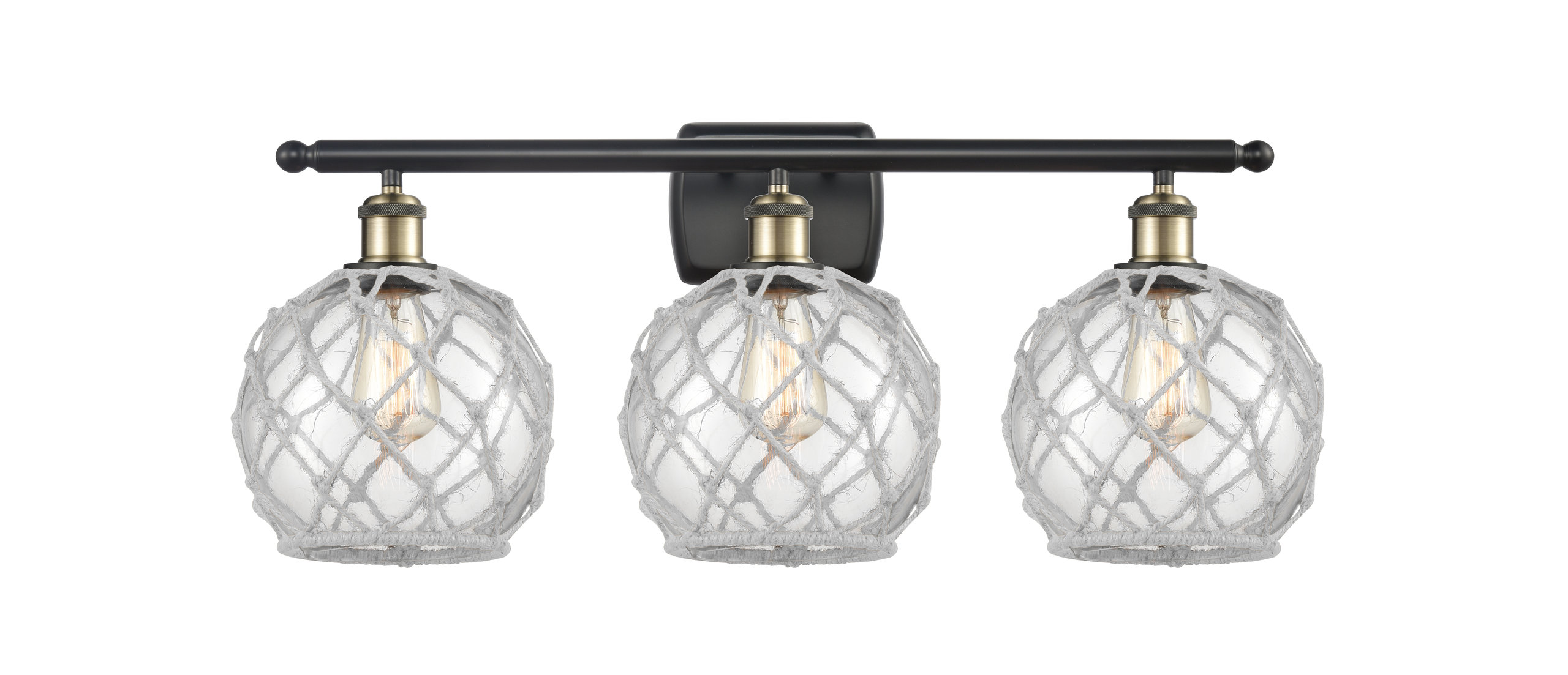 Farmhouse Rope 3 Lt Bath Vanity Light, Black Antique Brass (516-3W-Bab ...