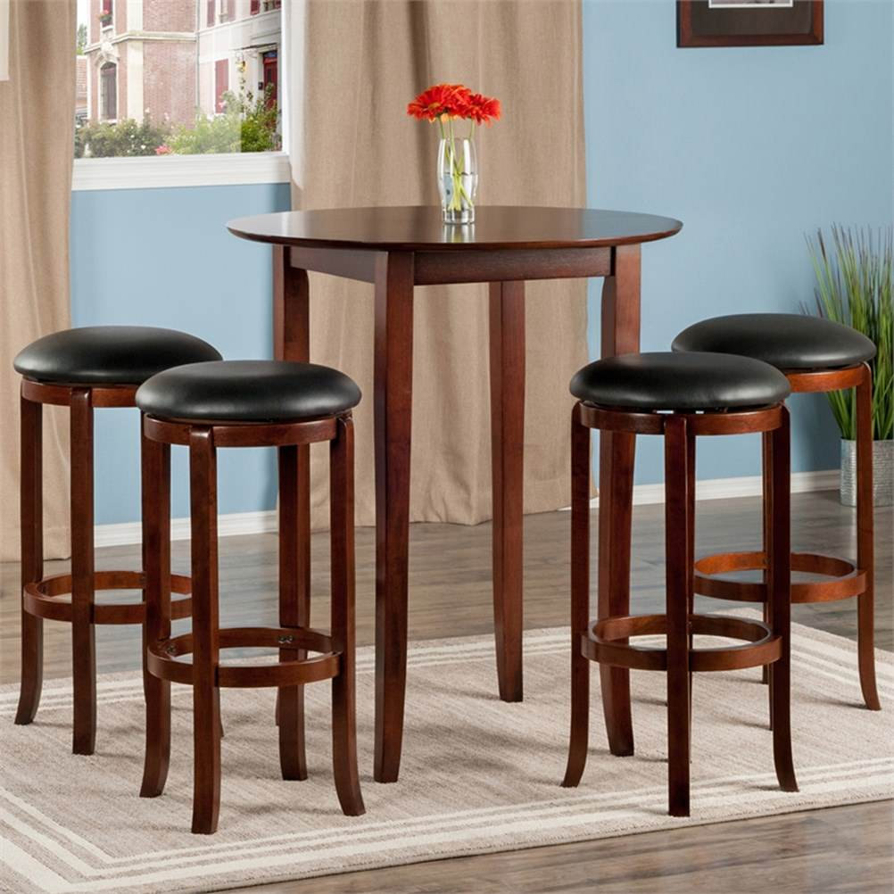 Winsome Fiona 5-Pieces Round Transitional Solid Wood Pub Set in Antique ...