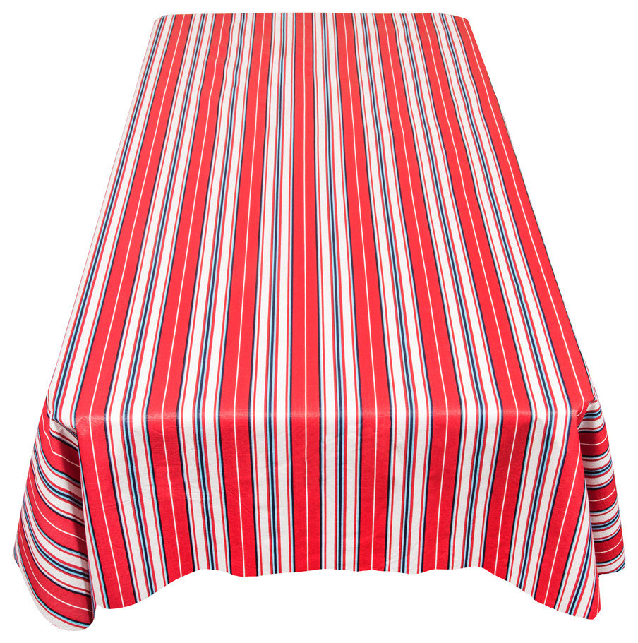 "Patriotic Stripe" 52"x90" vinyl flannel backed tablecloth ...