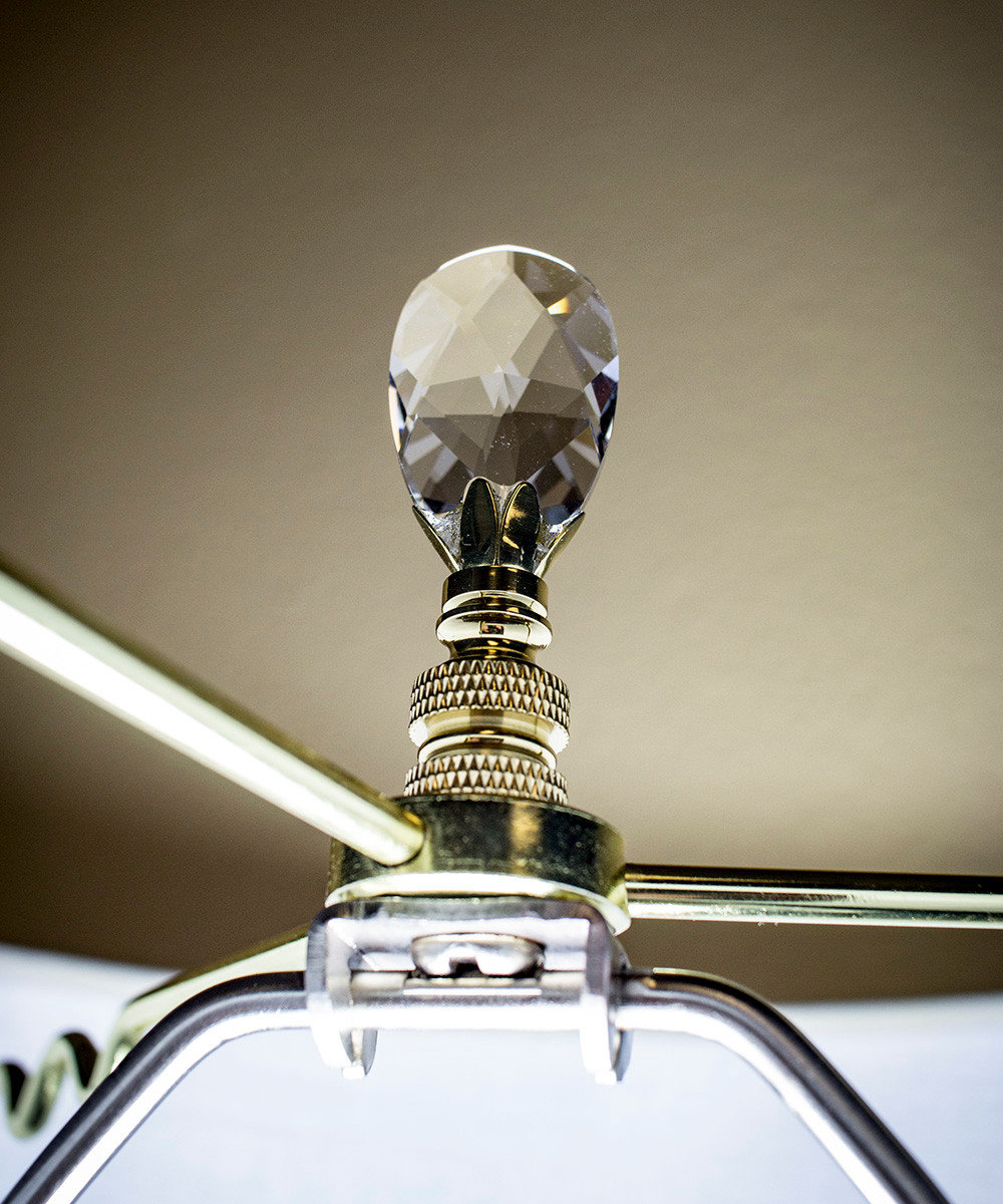 Stephanov Crystal Small Tear Drop Lamp Finial Polished Brass 2.5"h ...