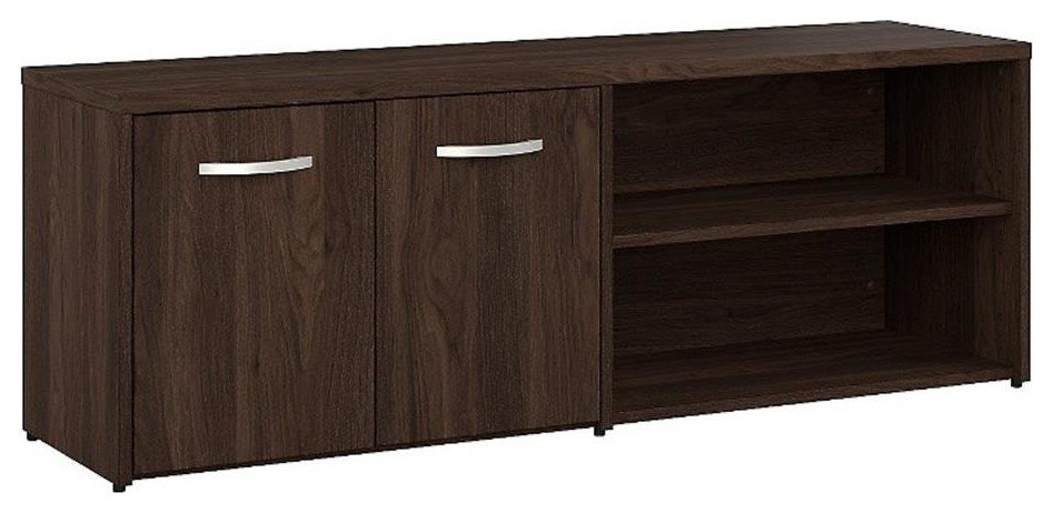Pemberly Row Low Storage Cabinet with Doors in Black Walnut ...