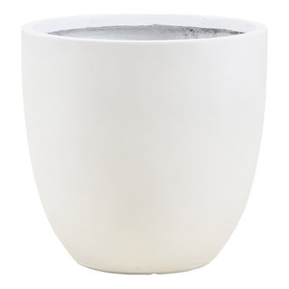 Round White Finish Planter (Medium) - Transitional - Outdoor Pots And ...