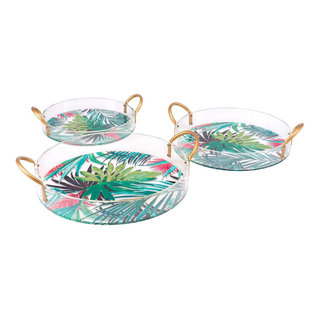 Modern Contemporary Boxe Tray Decor, Set of 3, Colorful, Acrylic Steel ...