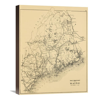 Railroad Map Of Maine, 1894, 13"x1.5"x16", 17"x1.5"x22" - Contemporary ...