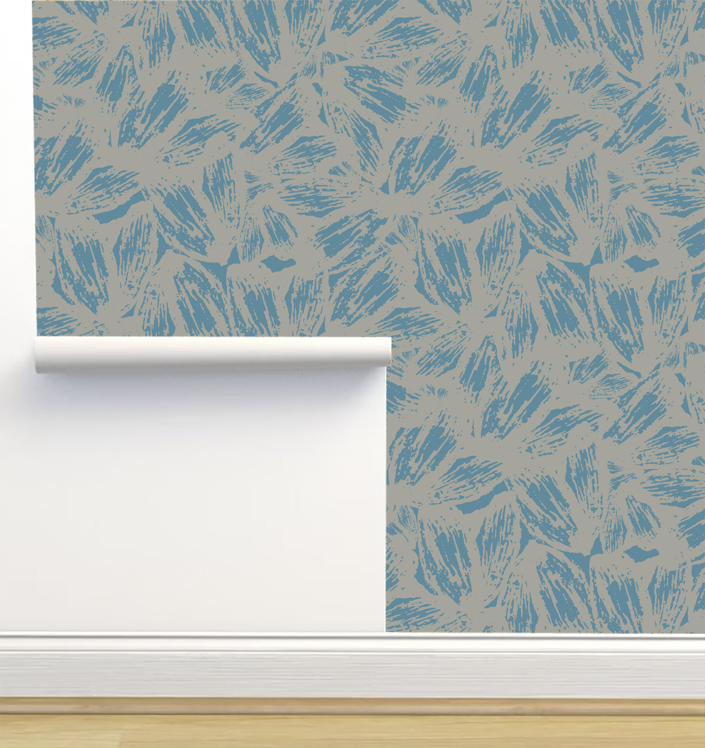 Touches of Blue Wallpaper by Monor Designs, 24"x72" - Contemporary ...