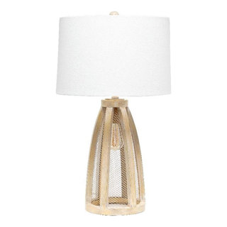 Elegant Designs Vintage Farmhouse Wood and Netted 2Lt Table Lamp ...