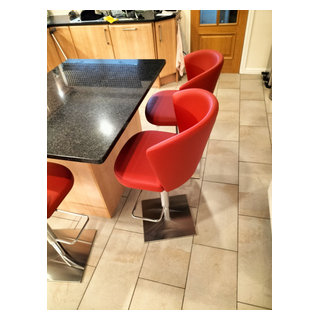 Ines Adjustable Bar Stools covered in Red Leather - Contemporary - Kitchen - Other - by ...