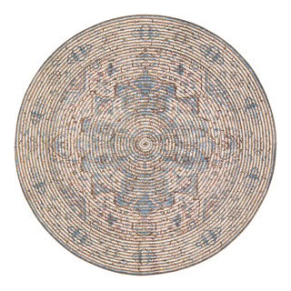Round Damavand Distressed Area Rug, 8' Round, 8' Round - Traditional ...